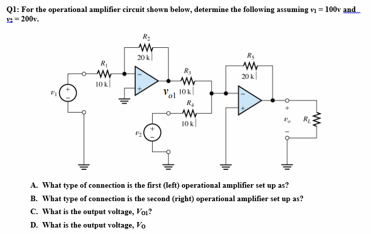 Solved QI: For the operational amplifier circuit showa | Chegg.com