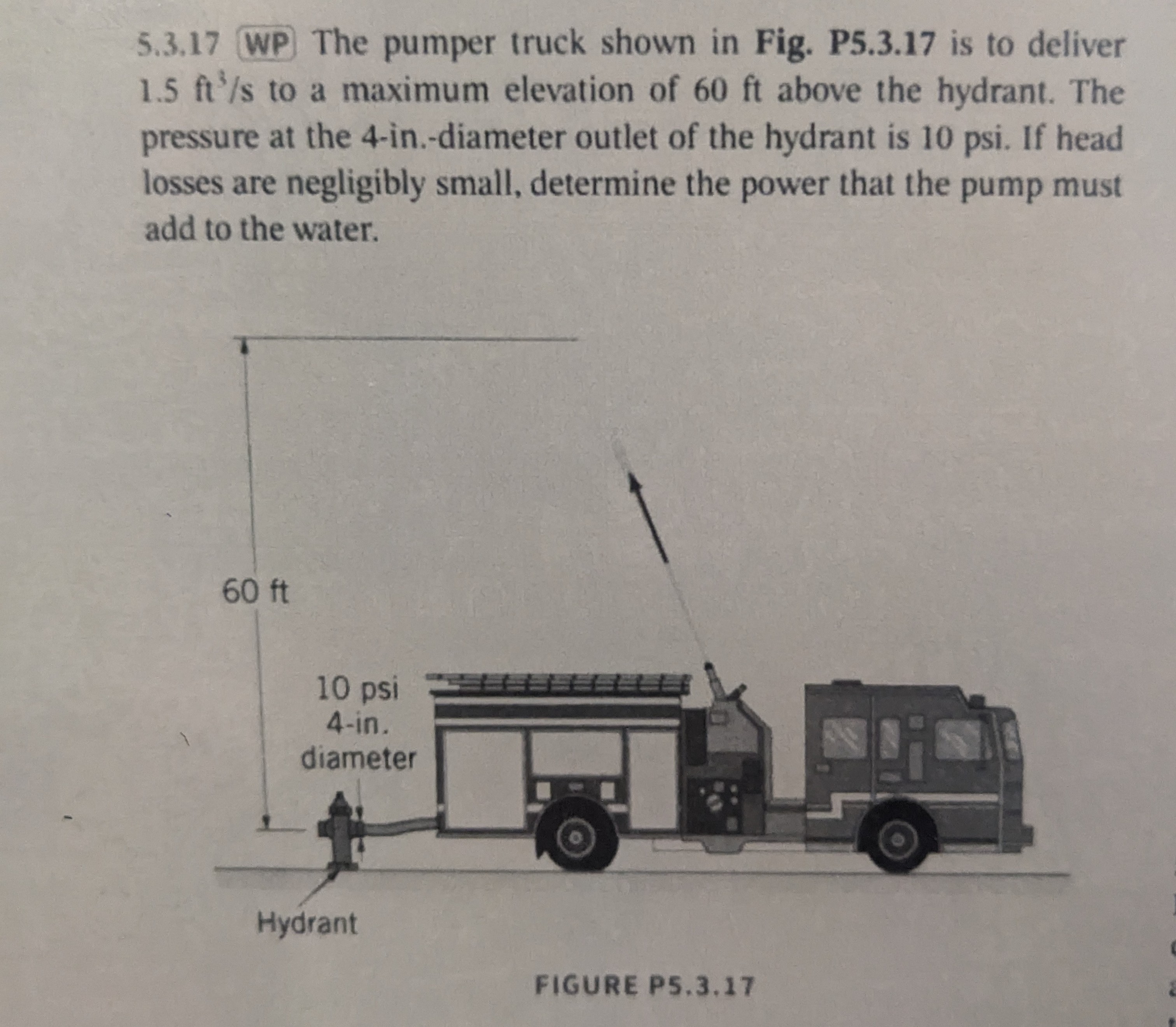 Solved 5.3.17 WP The pumper truck shown in Fig. P5.3.17 is | Chegg.com