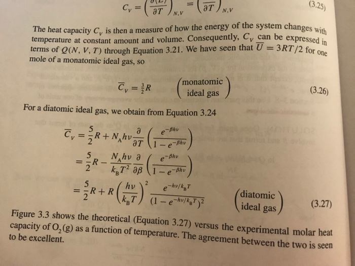 Solved . Show that for a diatomic ideal gas, equation 3.27 | Chegg.com