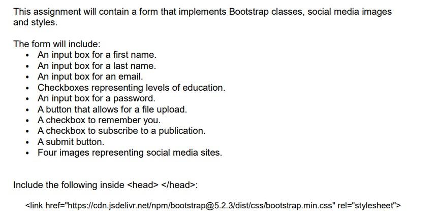 Solved This assignment will contain a form that implements | Chegg.com
