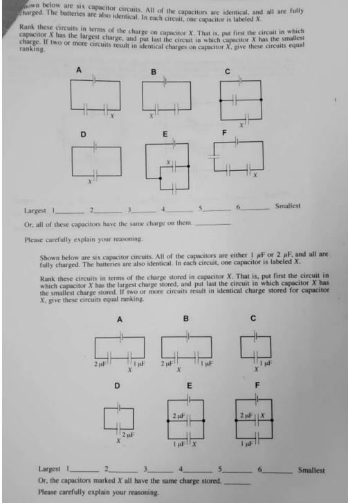 Solved nown below are six capacitor circuits. All of the | Chegg.com