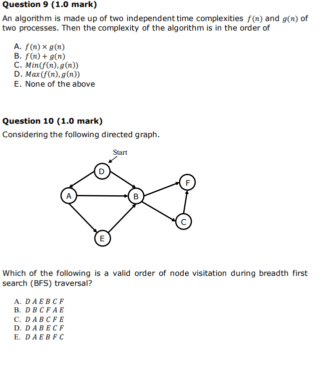 Solved Question 9 (1.0 mark) An algorithm is made up of two | Chegg.com