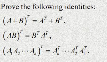 Solved Prove the following identities: | Chegg.com