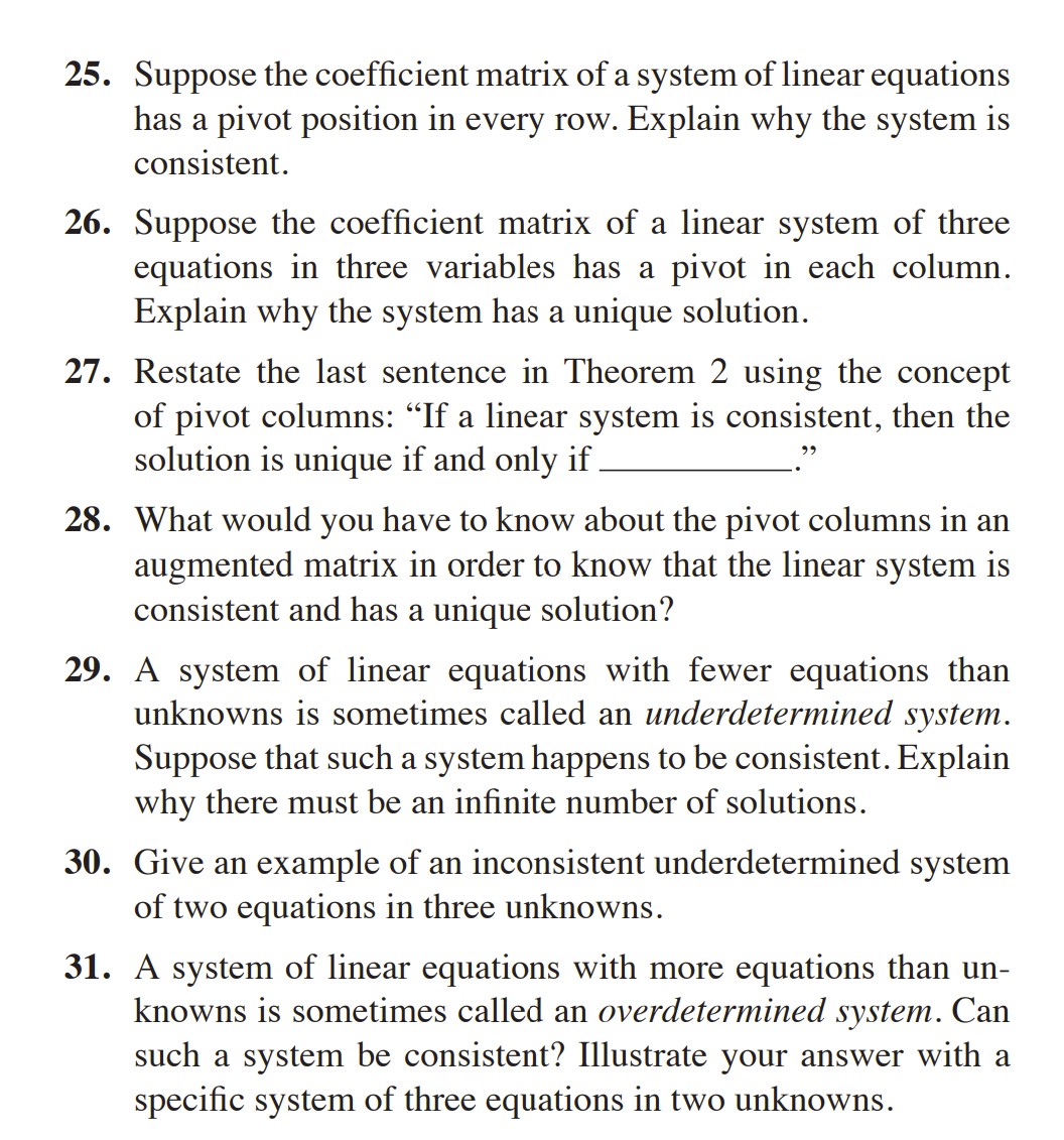 Solved 25. Suppose the coefficient matrix of a system of | Chegg.com
