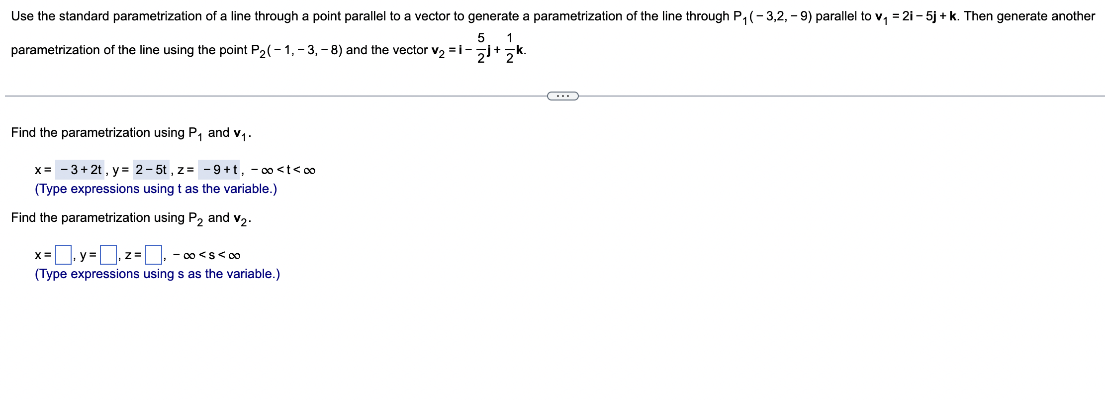Solved Use The Standard Parametrization Of A Line Through A
