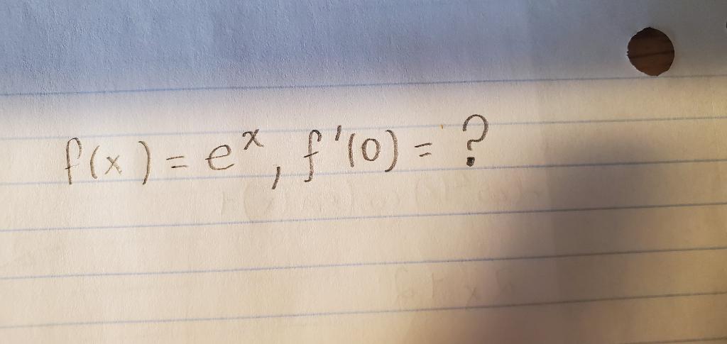 Solved f(x)=ex,f′(0)=? | Chegg.com