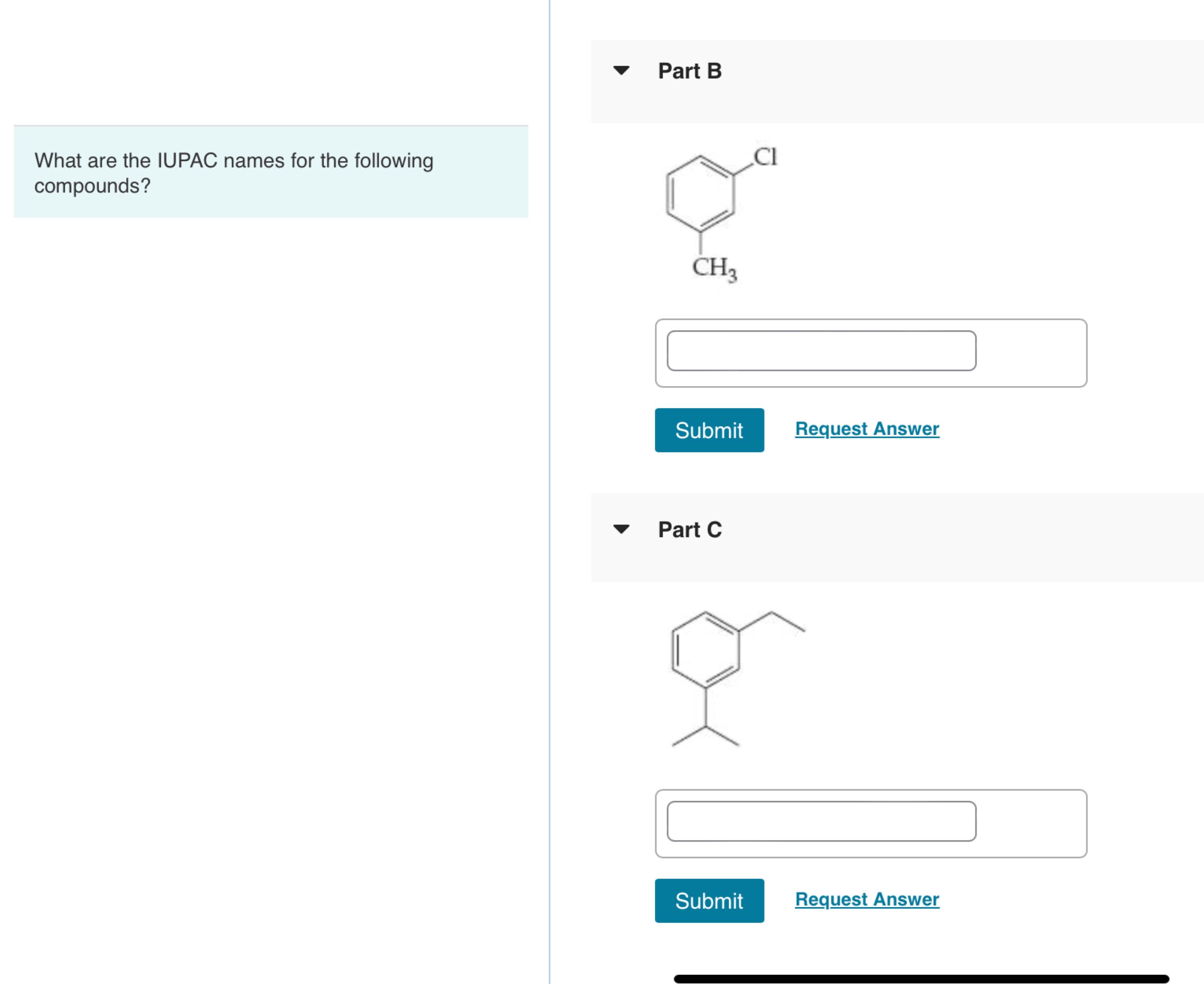 Solved Part BWhat are the IUPAC names for the | Chegg.com