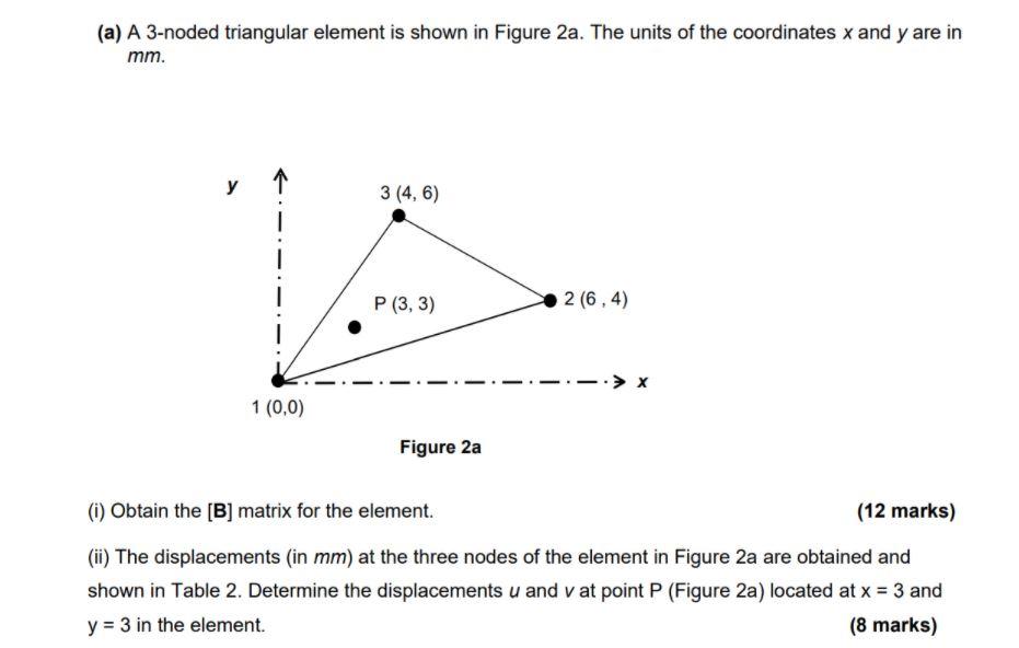Solved (a) A 3-noded triangular element is shown in Figure | Chegg.com