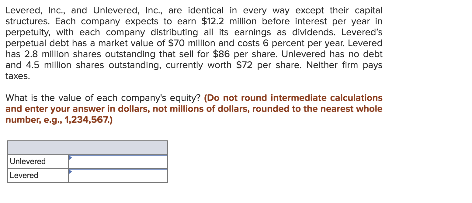Solved Levered, Inc., and Unlevered, Inc., are identical in | Chegg.com
