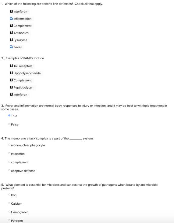 Solved 1. Which of the following are second line defenses? | Chegg.com