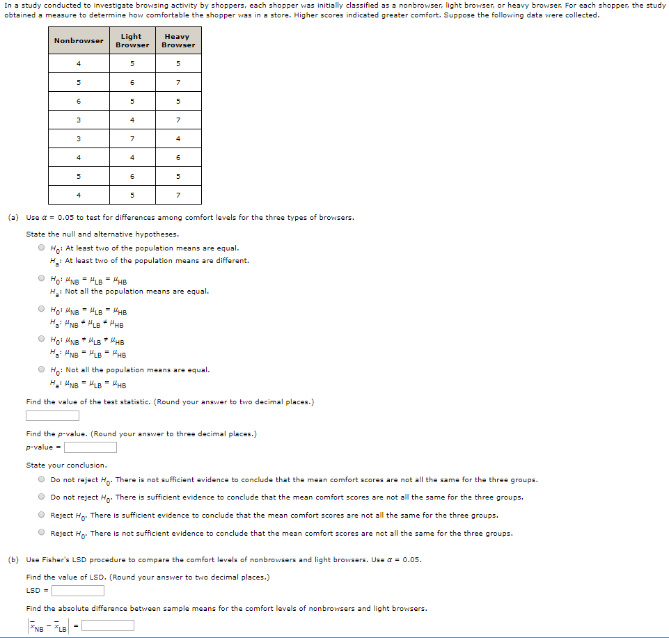 Solved In a study conducted to investigate browsing activity | Chegg.com
