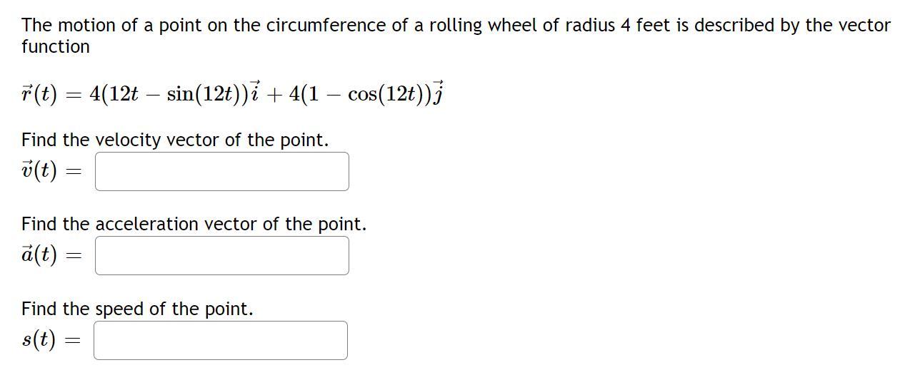Solved The motion of a point on the circumference of a | Chegg.com