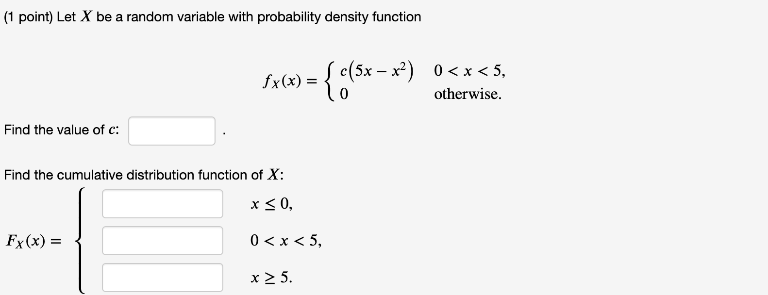 Solved (1 point) Let X be a random variable with probability | Chegg.com