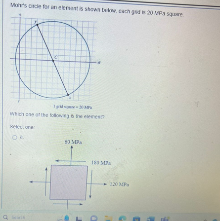 Solved Mohr's circle for an element is shown below, each | Chegg.com