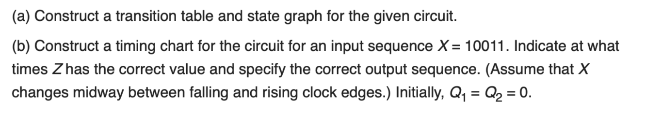 Solved (a) Construct a transition table and state graph for | Chegg.com