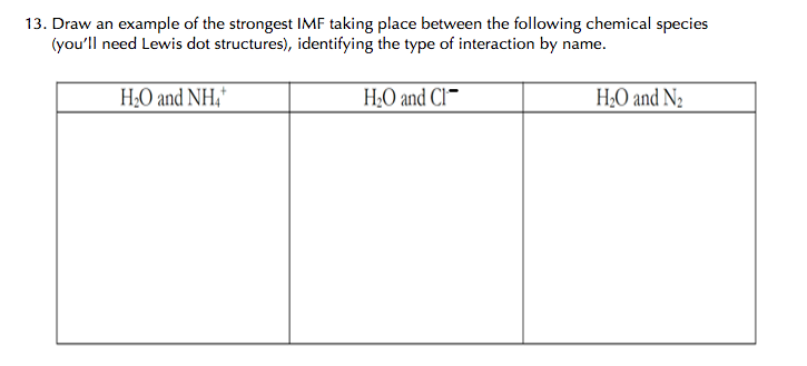 Solved 13. Draw an example of the strongest IMF taking place | Chegg.com