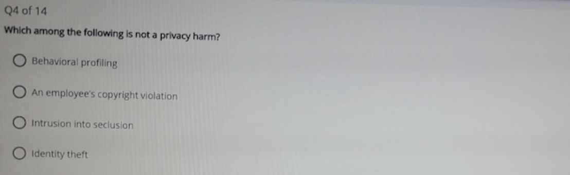 Solved Which among the following is not a privacy harm? | Chegg.com