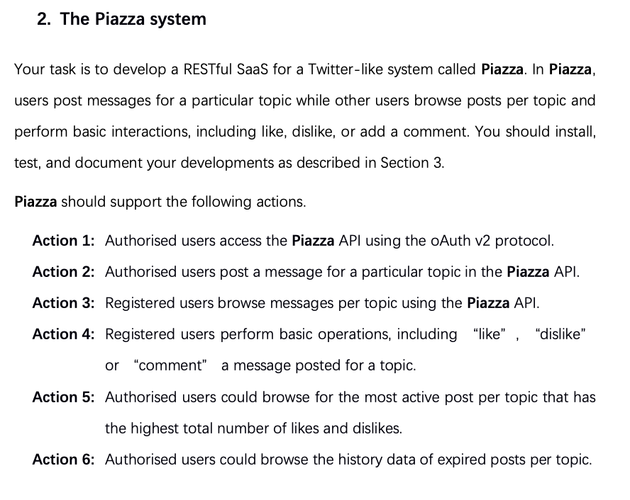 Solved 2. The Piazza system Your task is to develop a | Chegg.com
