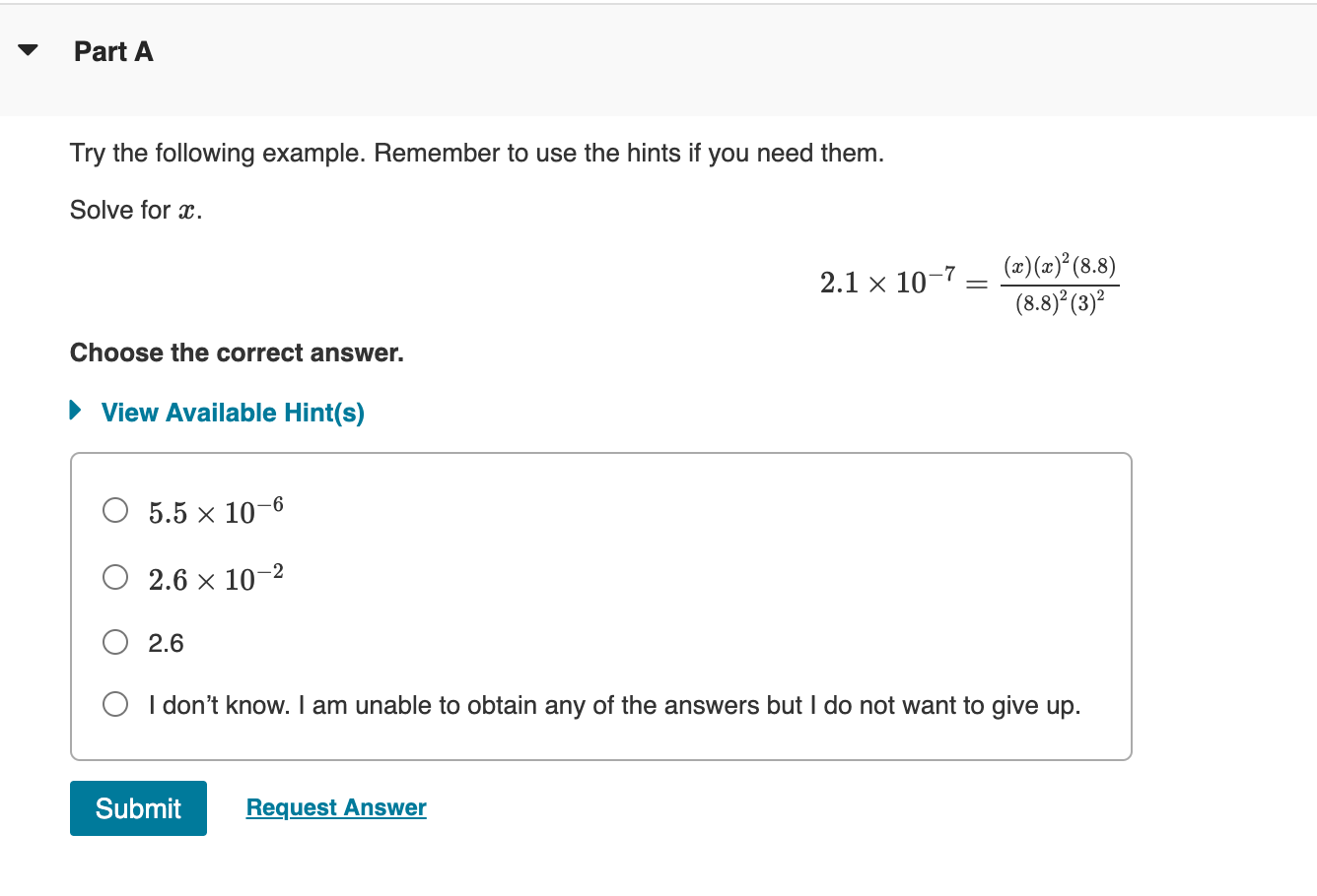 Solved Part A Try the following example. Remember to use the | Chegg.com