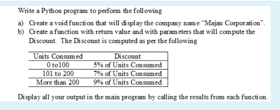 Solved Write a Python program to perform the following a) | Chegg.com