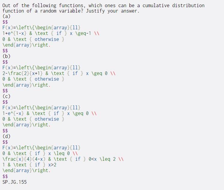 Solved Out of the following functions, which ones can be a | Chegg.com