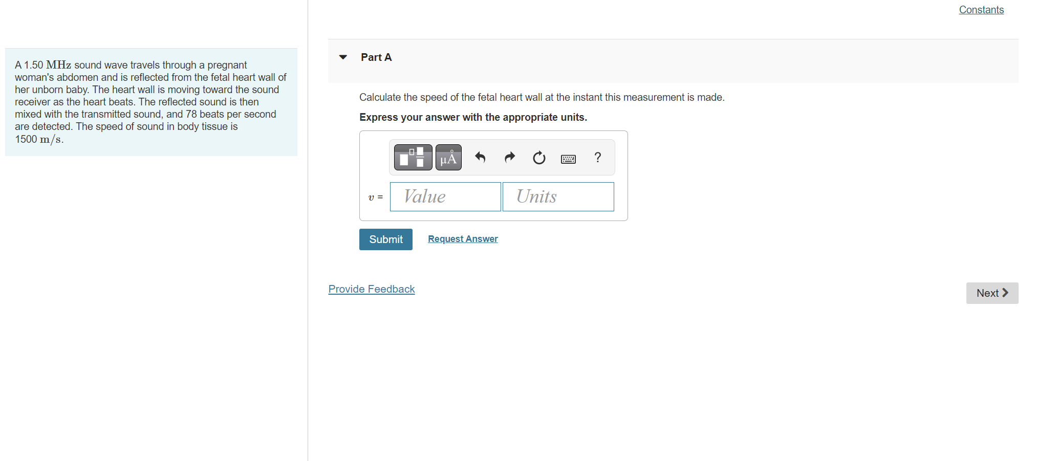 Solved A 1.50MHz sound wave travels through a pregnant Part | Chegg.com