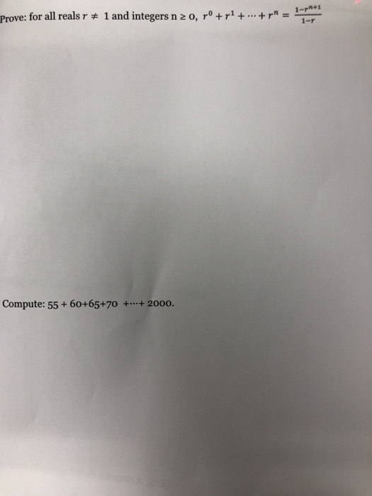 Solved Prove: for all reals r 1 and integers n z o, ro + rı | Chegg.com