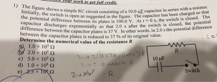 Solved The figure shows a simple RC circuit consisting of a | Chegg.com