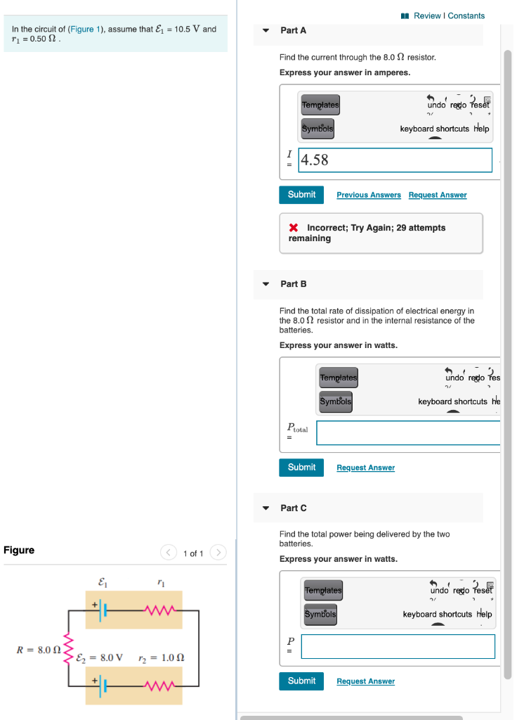 Solved M Review Constants In the circuit of (Figure 1), | Chegg.com