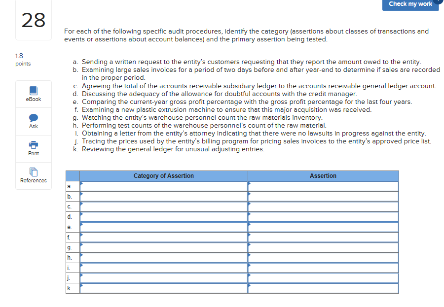 Solved Check my work For each of the following specific | Chegg.com