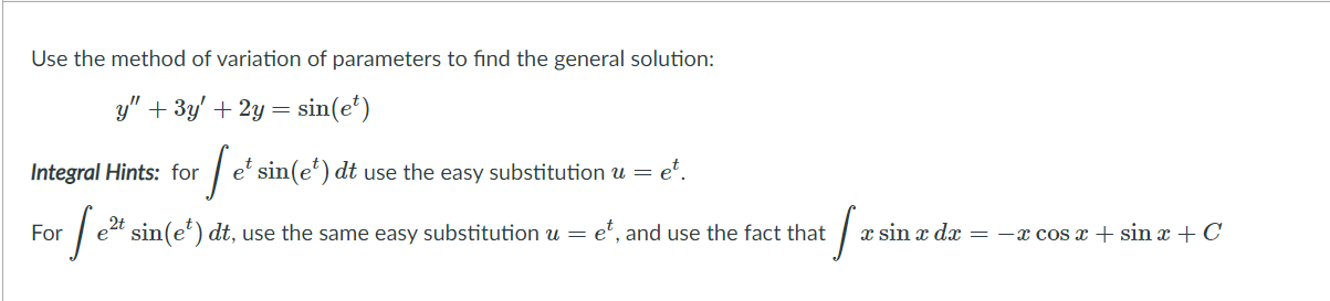 Solved Use The Method Of Variation Of Parameters To Find The 9425