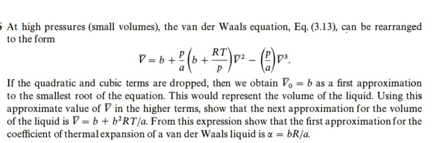 Solved At high pressures (small volumes), the van der Waals | Chegg.com