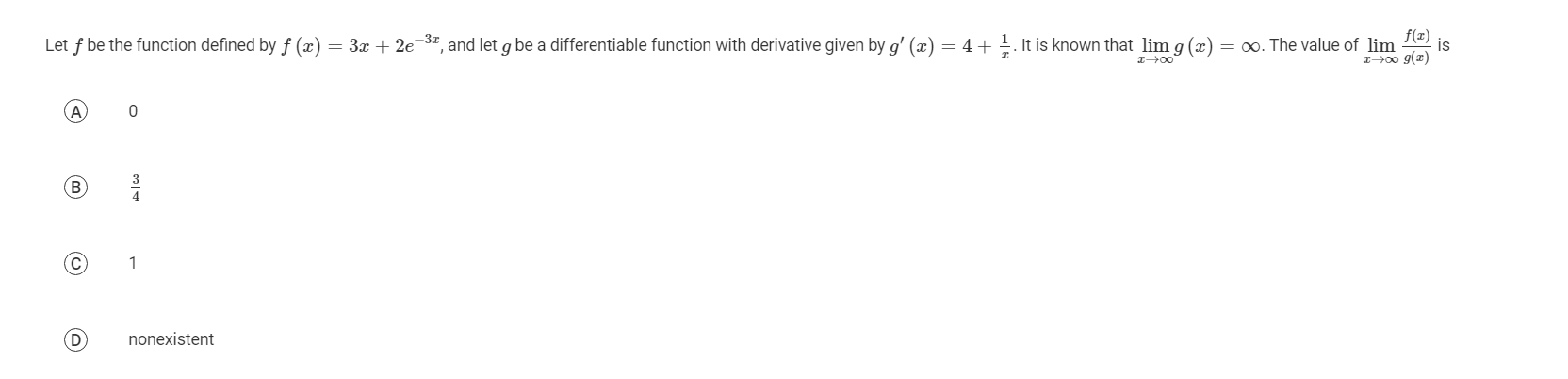 Solved Let F Be The Function Defined By F X 3x 2e−3x And