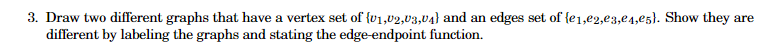 Solved 3. Draw two different graphs that have a vertex set | Chegg.com