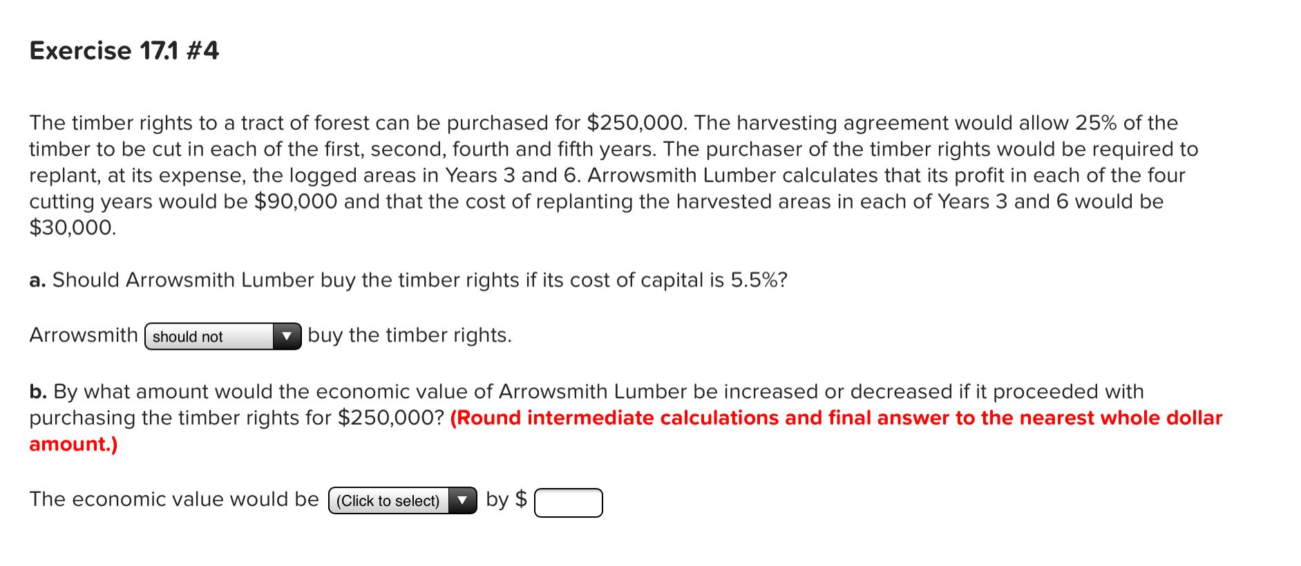 Solved Exercise 17.1 #4 The timber rights to a tract of | Chegg.com