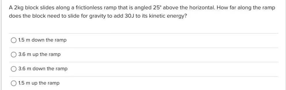 Solved A 2kg block slides along a frictionless ramp that is | Chegg.com