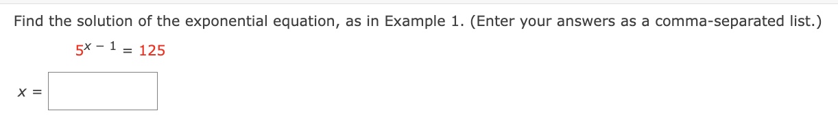 Solved Find the solution of the exponential equation, as in | Chegg.com