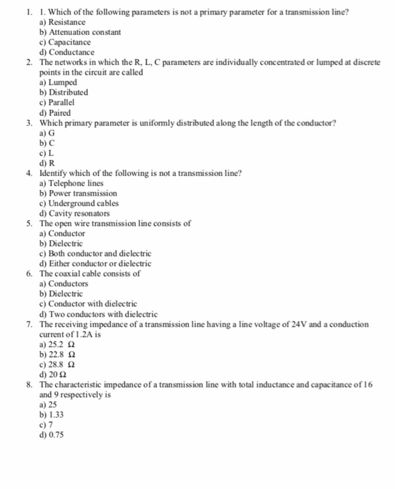 Solved . 1. Which of the following parameters is not a | Chegg.com