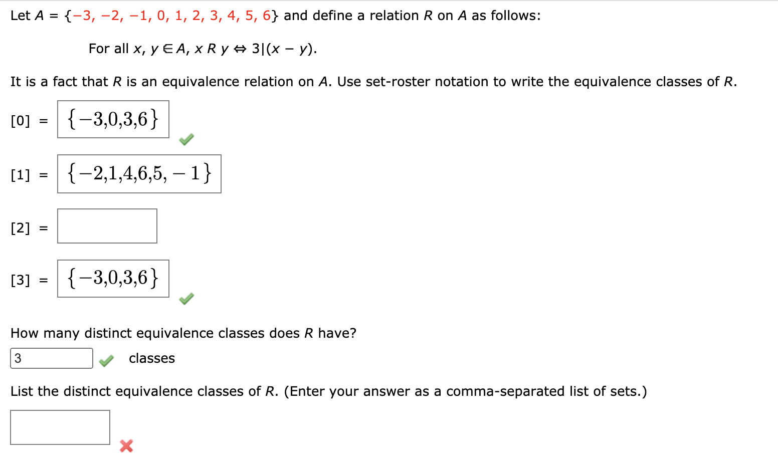 Solved Let A = {-3, -2, -1,0, 1, 2, 3, 4, 5, 6} and define a | Chegg.com