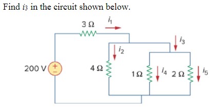 Solved Find i3 ﻿in the circuit shown below. | Chegg.com