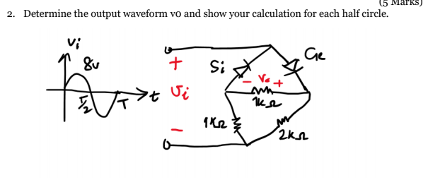 Solved Marks) 2. Determine the output waveform vo and show | Chegg.com