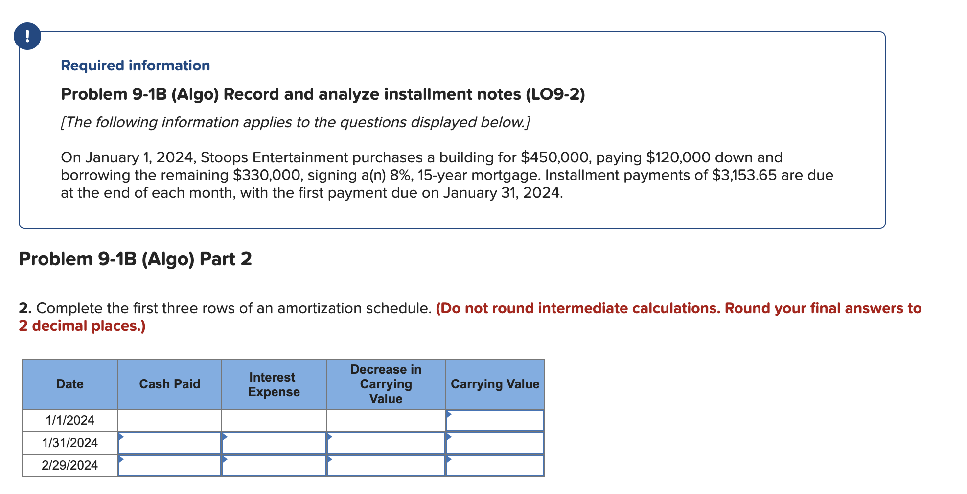 Solved ! Required information Problem 9-1B (Algo) Record and | Chegg.com