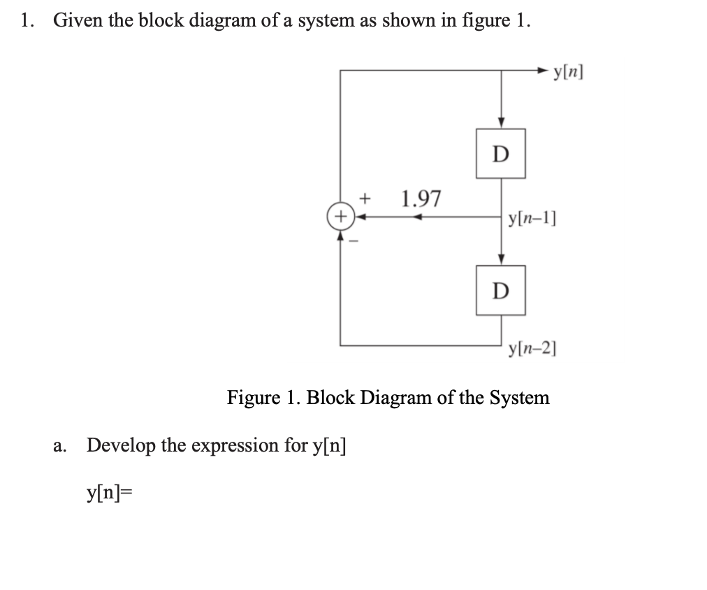 Solved 1. Given the block diagram of a system as shown in | Chegg.com