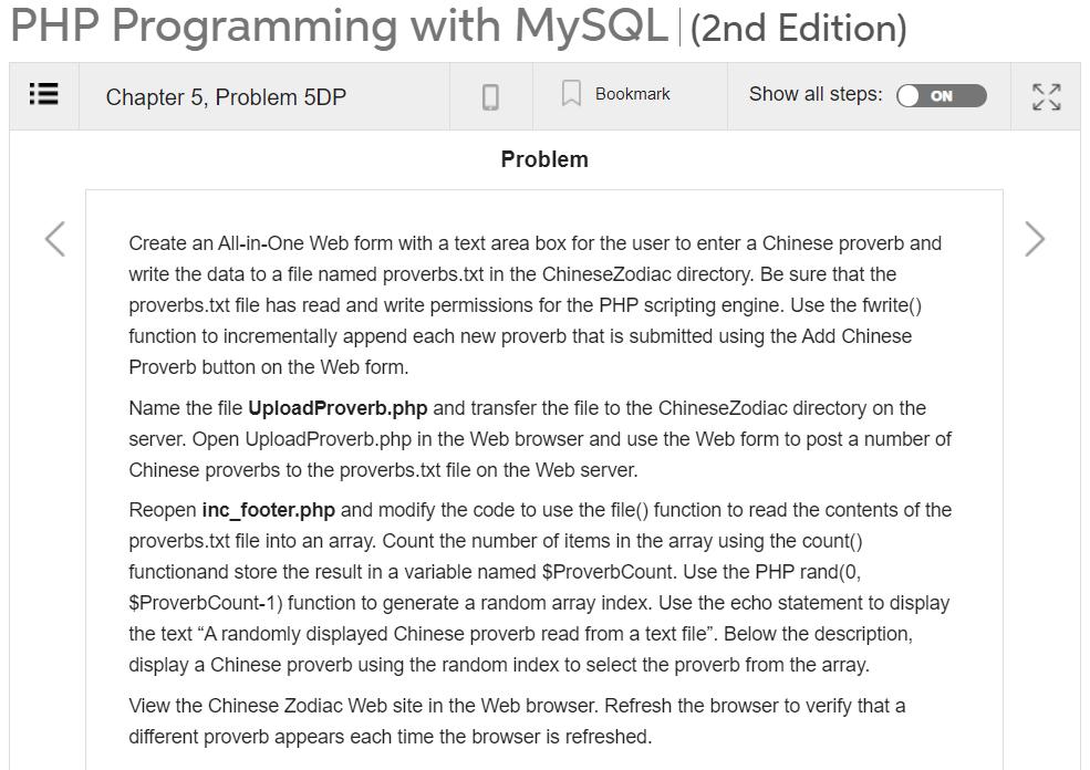 Solved PHP Programming with MySQL (2nd Edition) Chapter 5, | Chegg.com