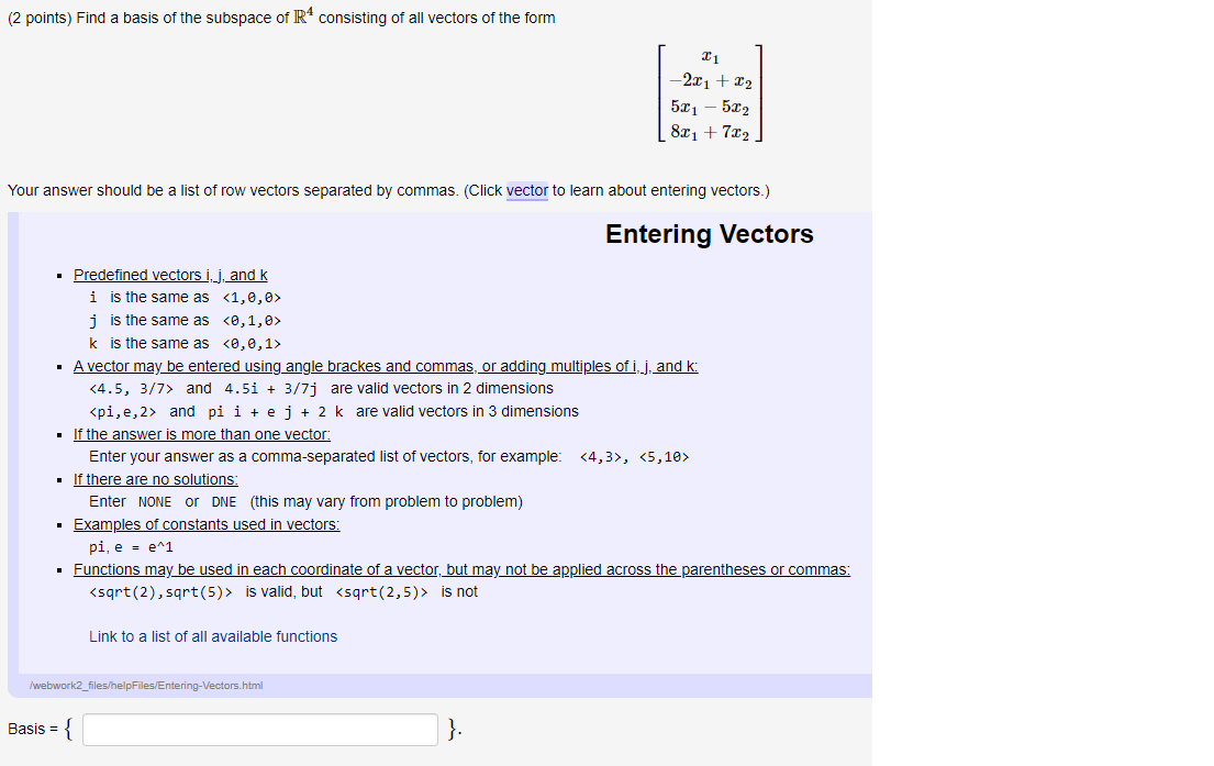 Solved (2 points) Find a basis of the subspace of R4 | Chegg.com