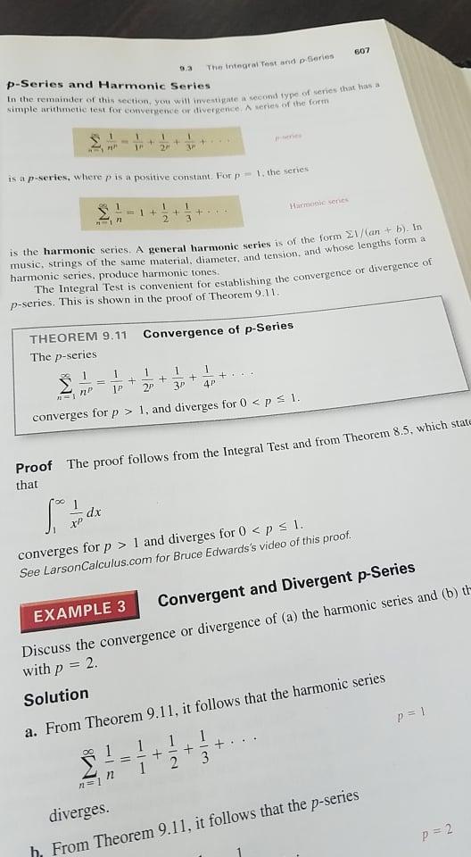 Solved 609 9.3 The Integral Test and p-Series at.com for | Chegg.com
