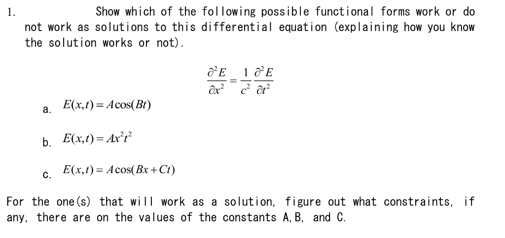 Solved Show which of the following possible functional forms | Chegg.com