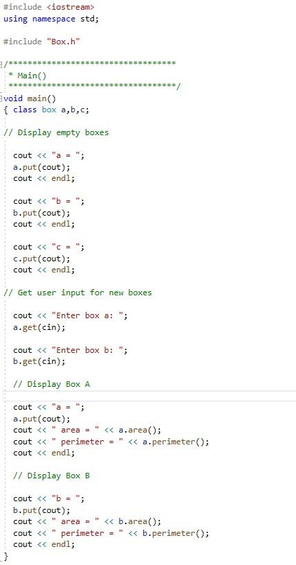 Solved 5. Add the equal() function definition to Box.cpp. It | Chegg.com