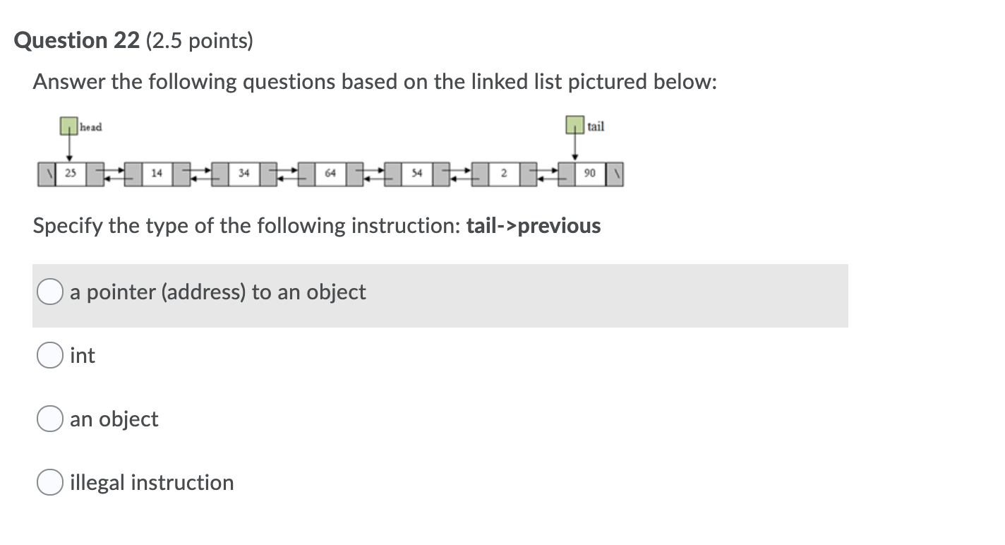 Solved Question 21 (2.5 points) Answer the following | Chegg.com