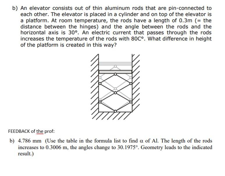 Solved b) An elevator consists out of thin aluminum rods | Chegg.com